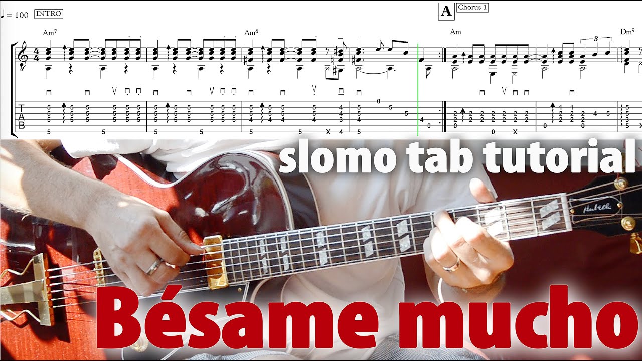 Besame mucho guitar TAB TUTORIAL fingerstyle lesson slomo #3 - YouTube