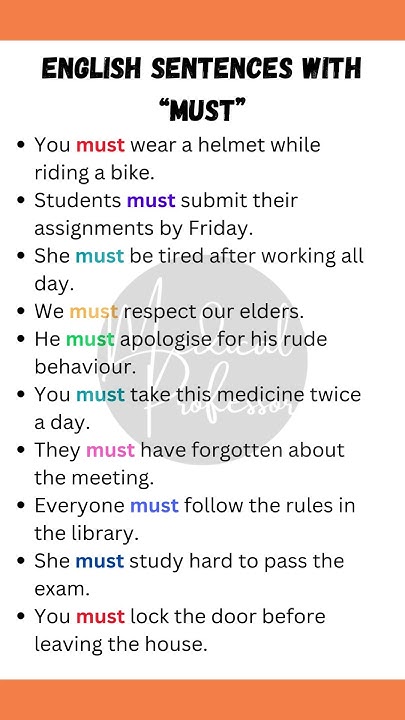 "Master 'Must' in English: 10 Sentences with Examples | English Grammar ...