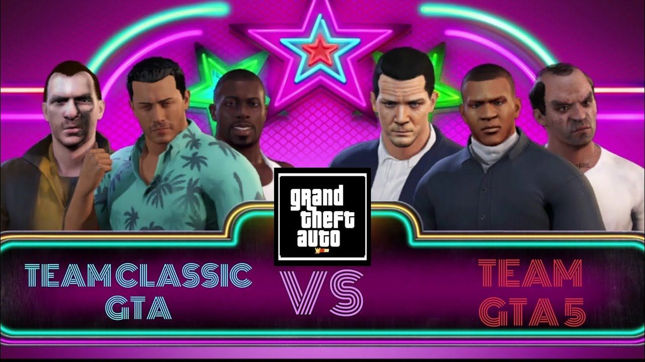 CJ Niko Bellic vs Tommy Vercetti VS Michael Franklin Trevor WWE 2K22 ...