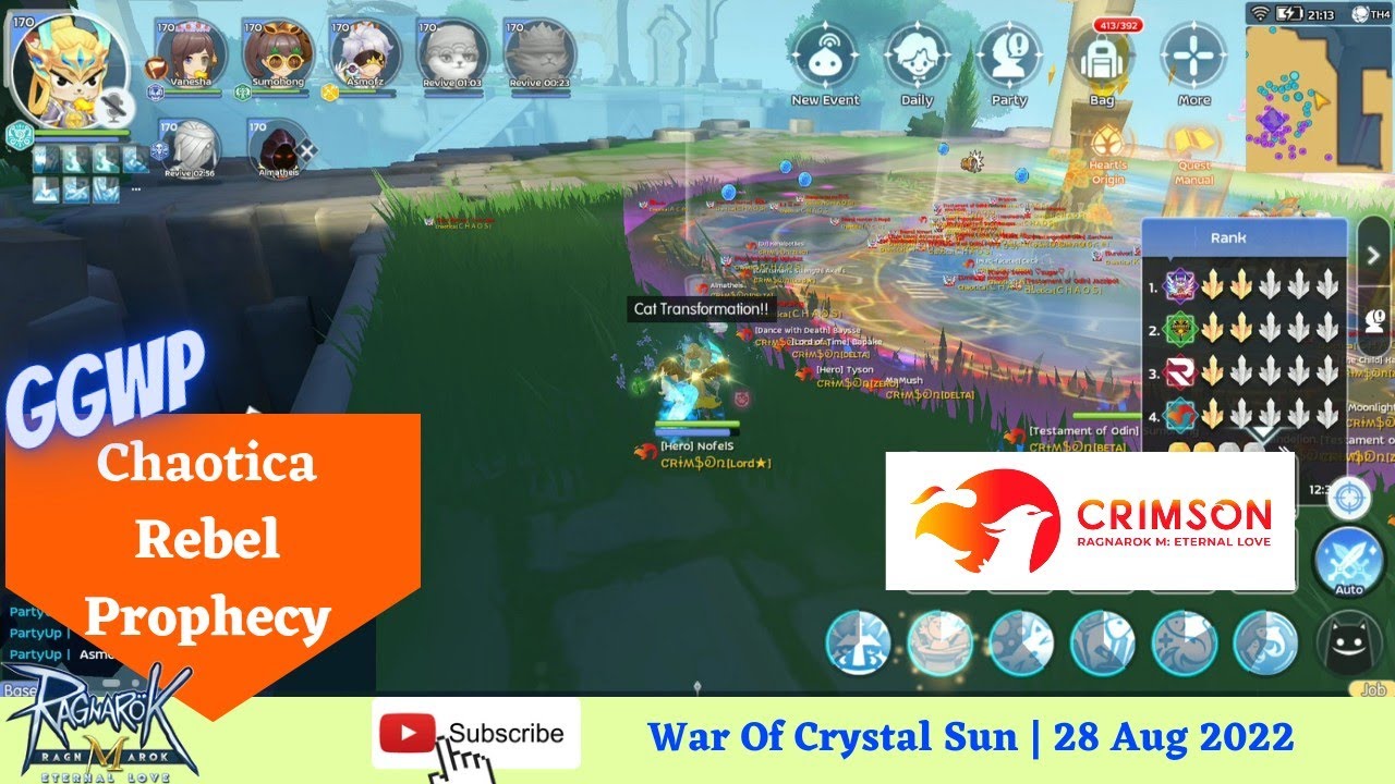 War Of Crystal Sun 28 Aug 2022 Crimson : GGWP Chaotica | Rebel ...