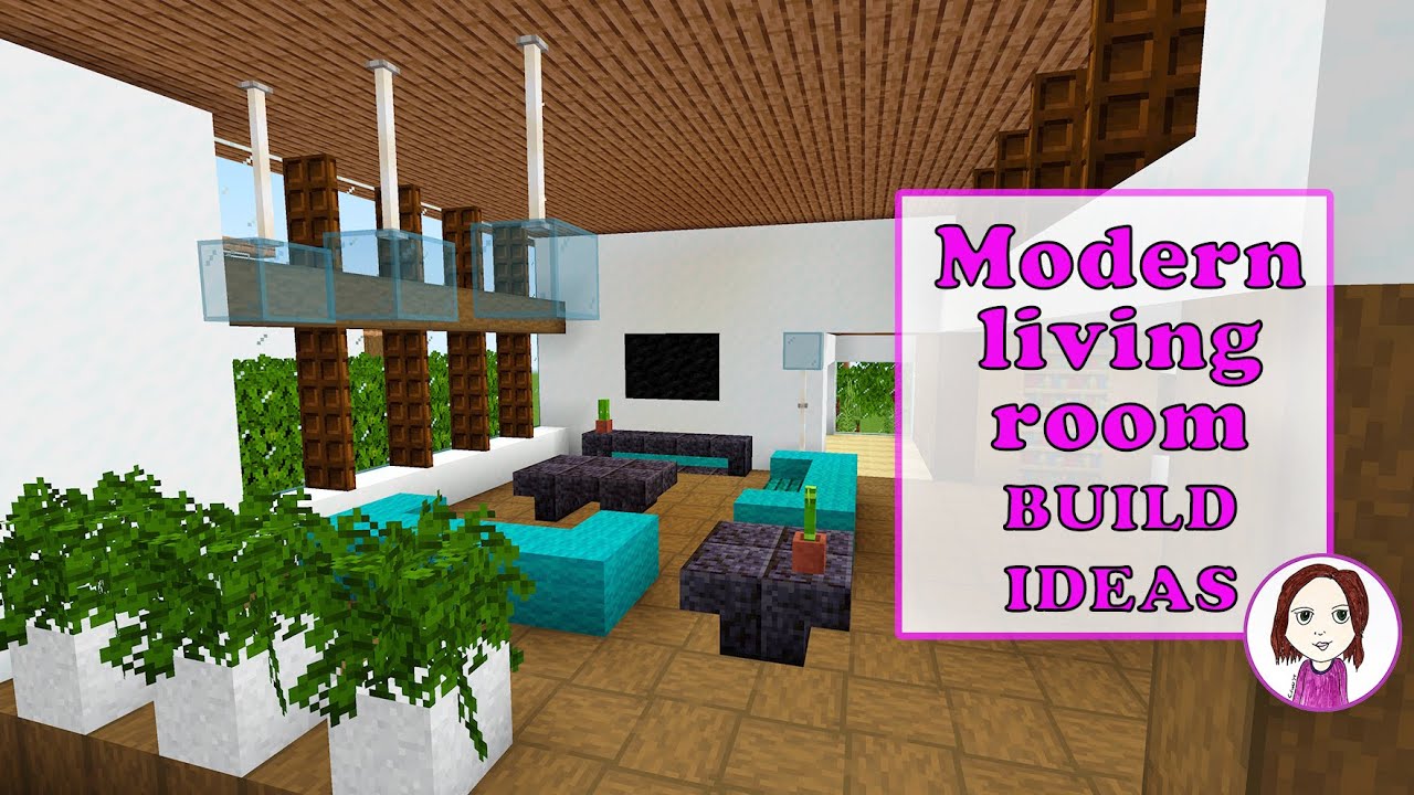 Minecraft modern house - 3 living room designs - YouTube