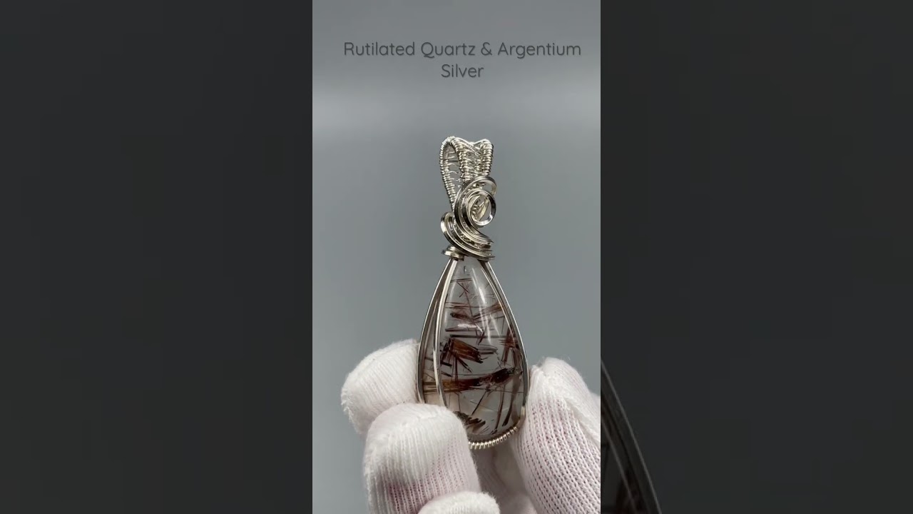 Rutile Included Quartz & Tarnish Resistant Argentium Silver Wire Wrapped Pendant - YouTube