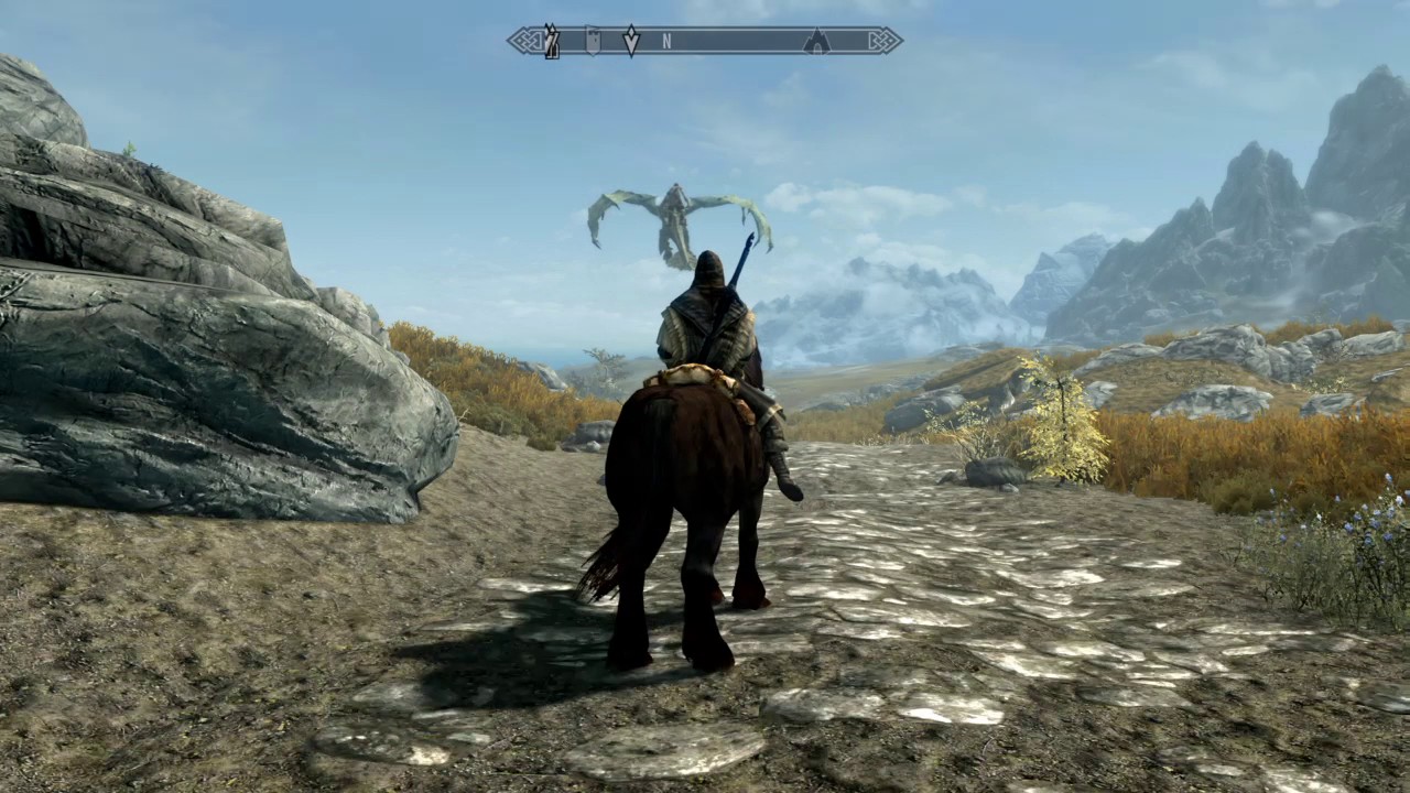 Skyrim Remastered: Giant Riding a Dragon - YouTube