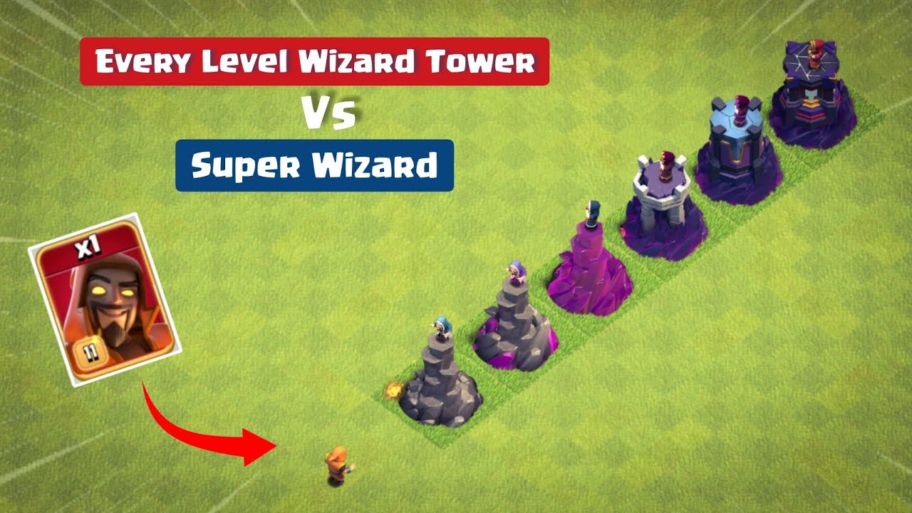 Every Level Wizard Tower Vs Super Wizard | Clash of Clans | Super ...