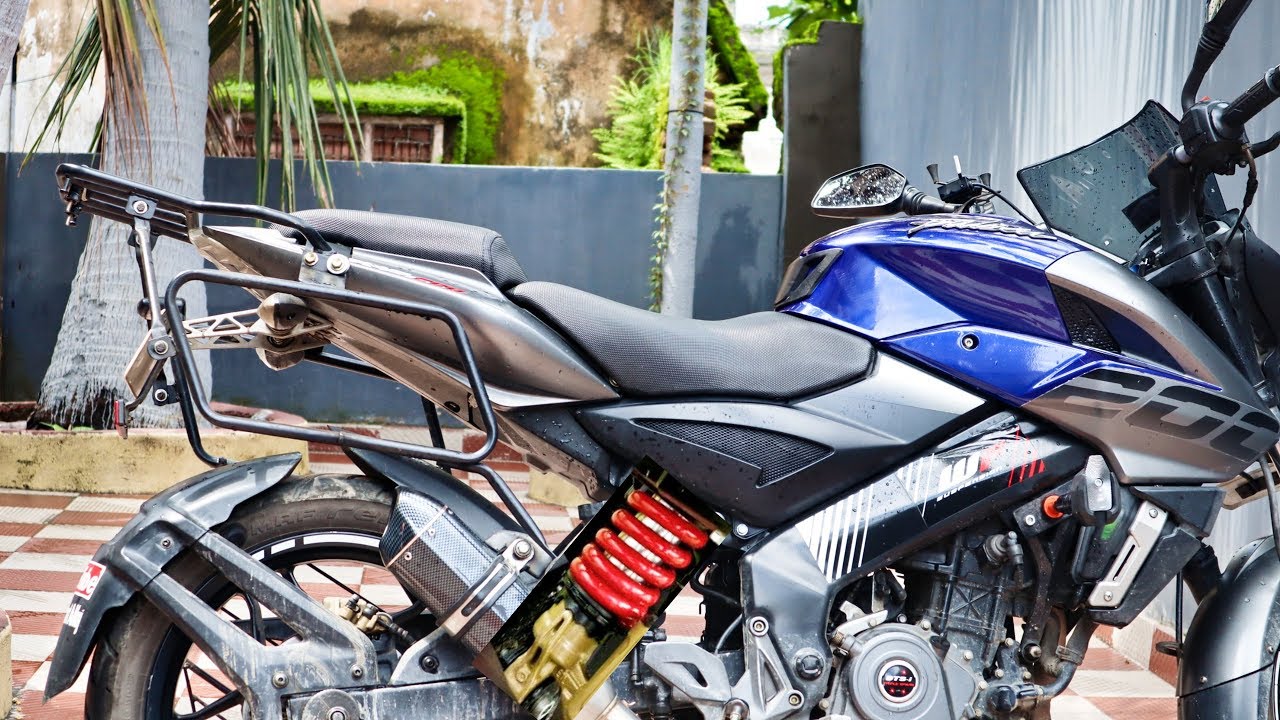 BIKE CARRIER FOR PULSAR NS 200 & CHANGED REAR SUSPENSION - YouTube