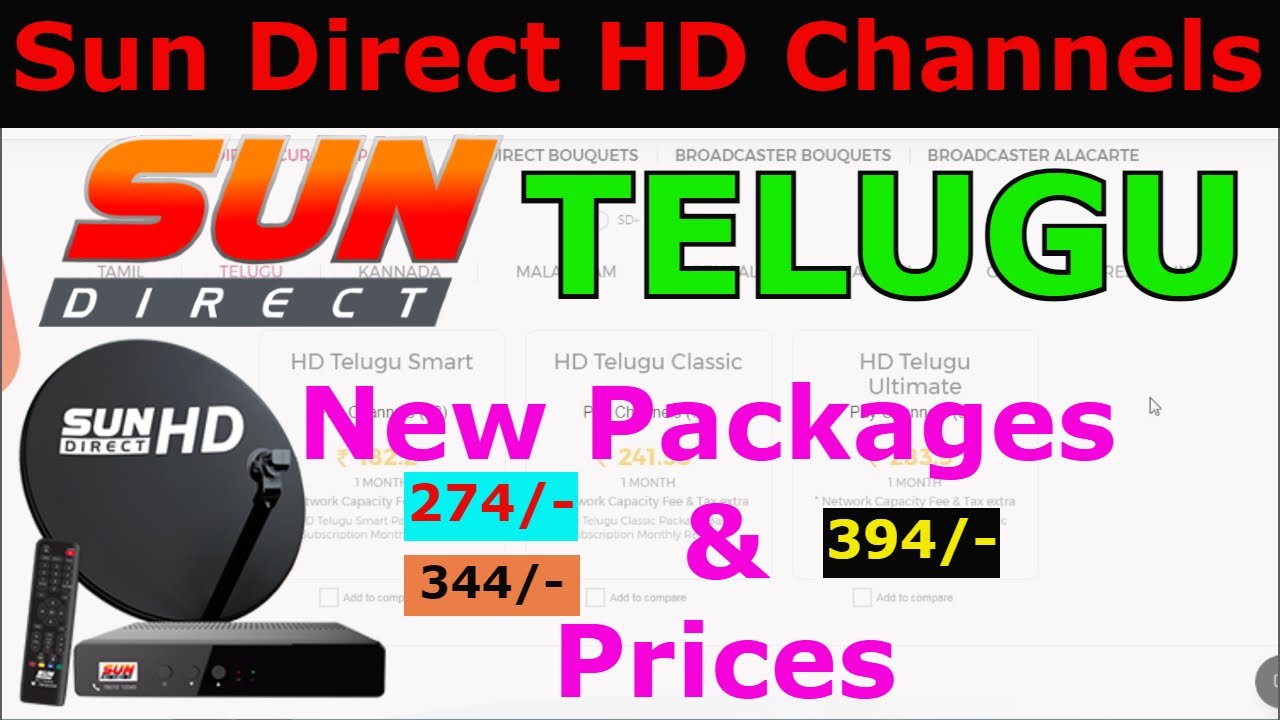 SUN DIRECT HD Channels New Packages || Sun Direct HD Channels New Price ...