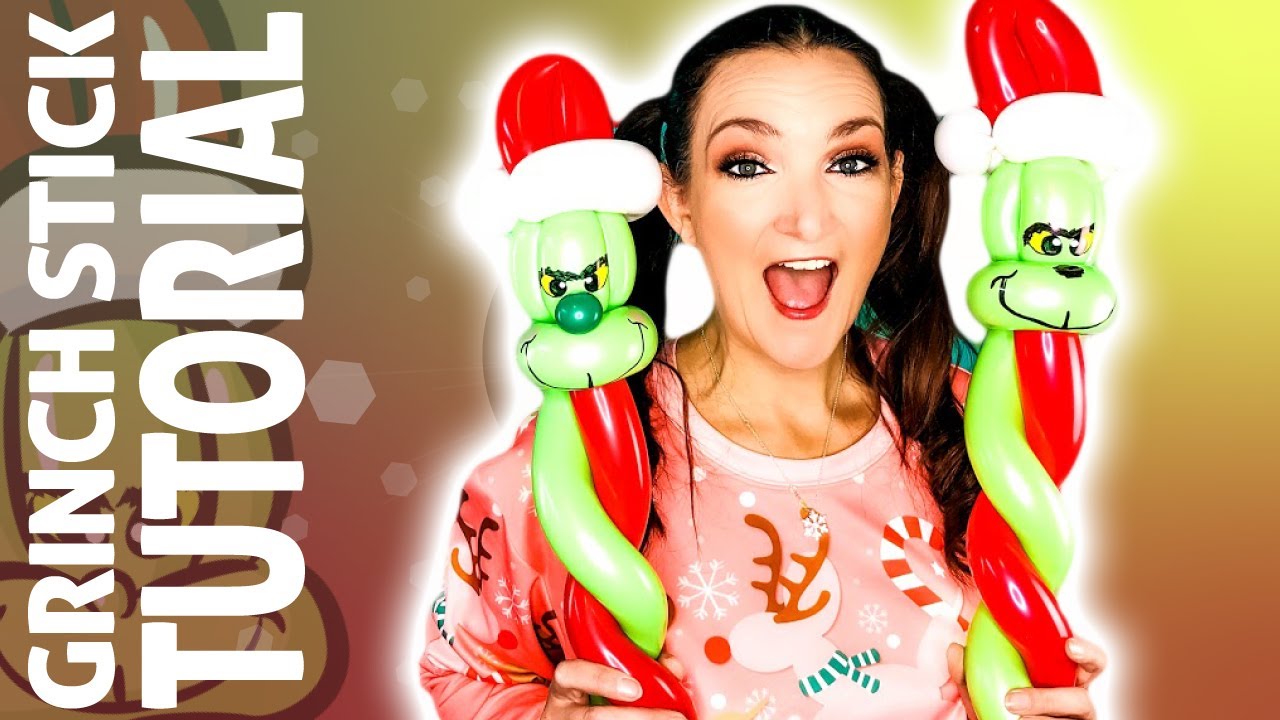 Grinch on a Stick Balloon Animal Tutorial for Christmas! - YouTube