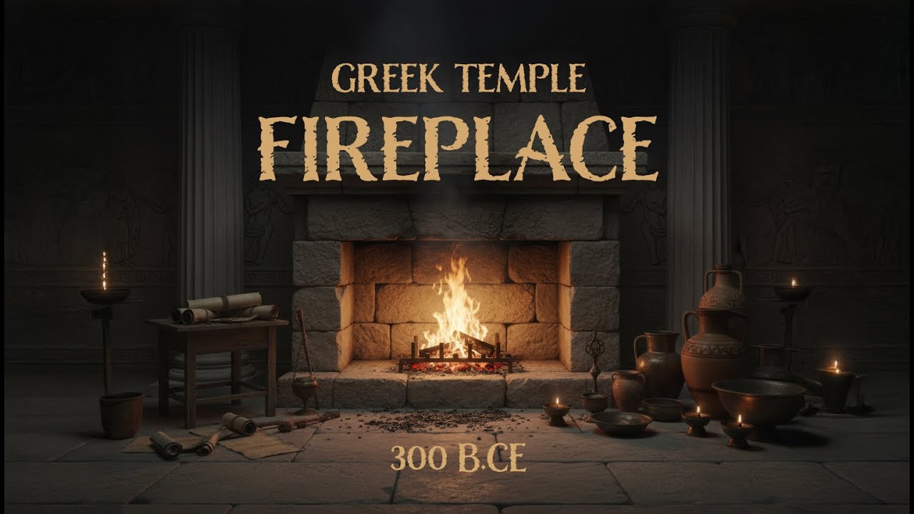Ancient Greek Temple Fireplace 🔥 Ambient Fire & Stone Sounds - YouTube