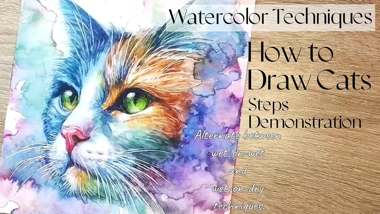 Creative Cat Drawing｜Watercolor Tutorial｜No music, No talking ...