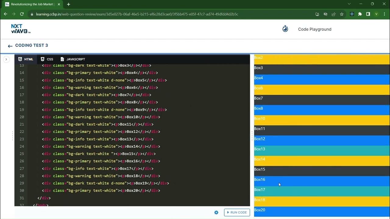 Mock Tests Coding Test 3 Html Css Bootstrap Nxtwave Ccbp 4 O Youtube