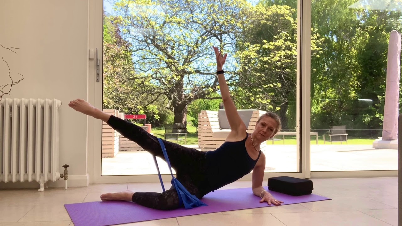 Pilates with Jo - leg exercises using an exercise band - YouTube