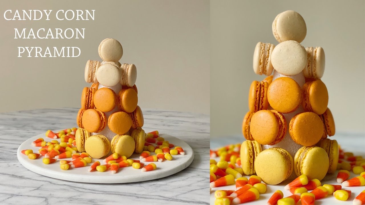 Candy Corn Macaron Pyramid Tutorial 🎃 Using Trader Joe's Macarons - YouTube
