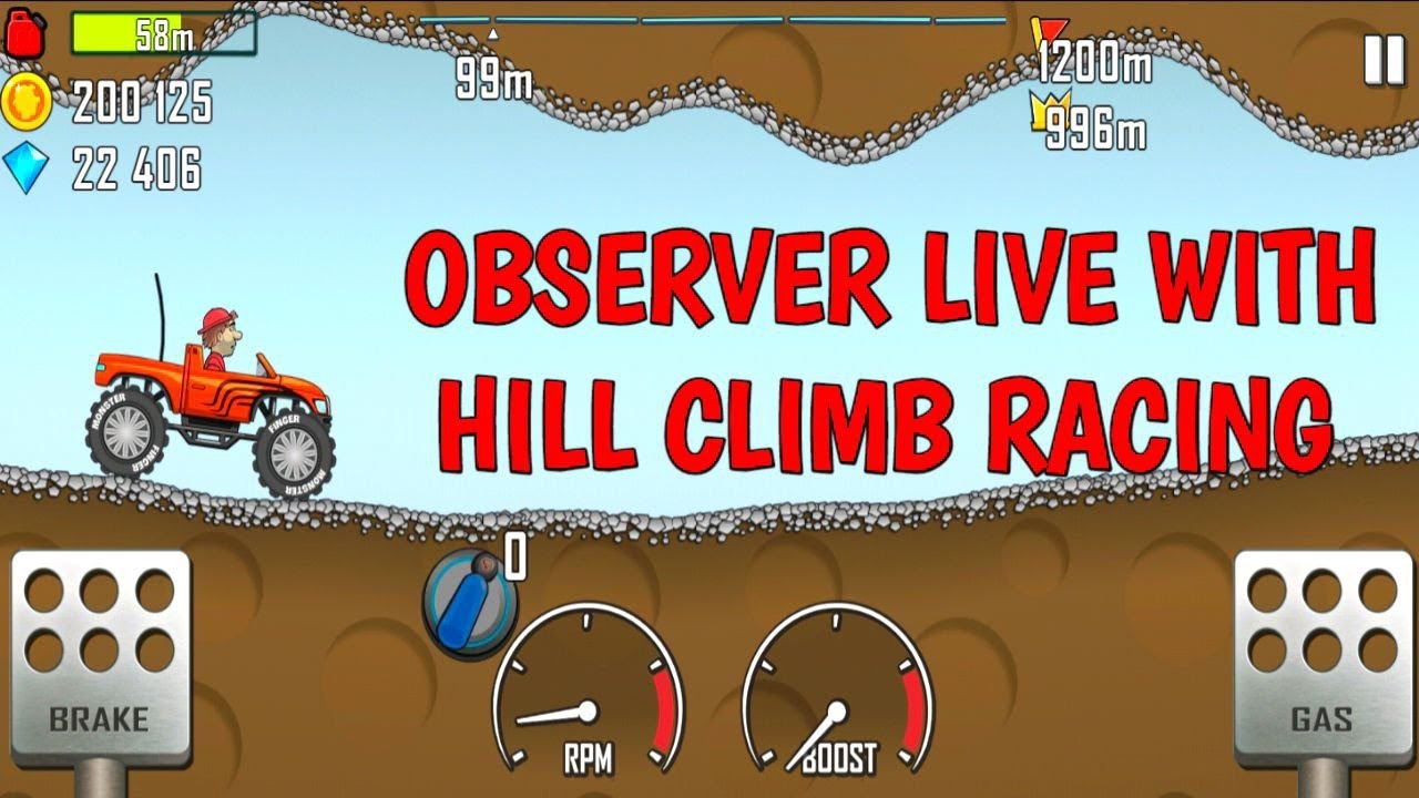 Observer Playing Hill Climb Racing On Live Stream | Lets Goo - YouTube