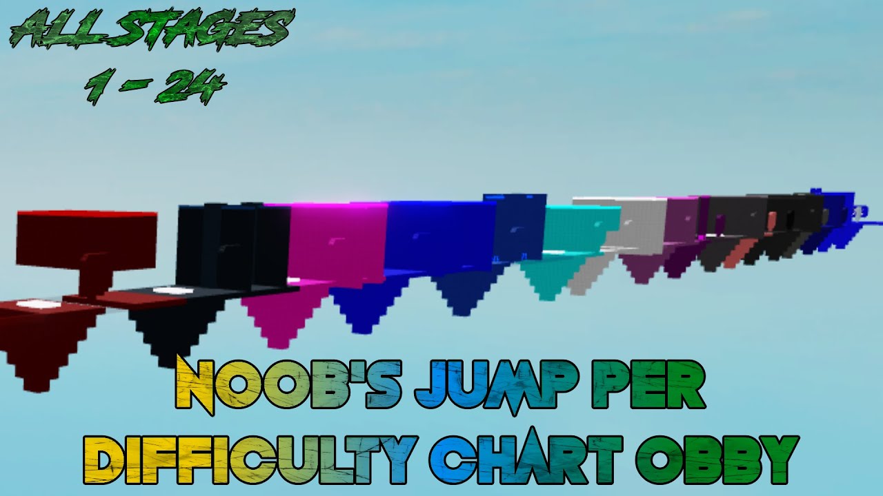 Noob's Jump Per Difficulty Chart Obby [All Stages 1-24] (ROBLOX Obby ...