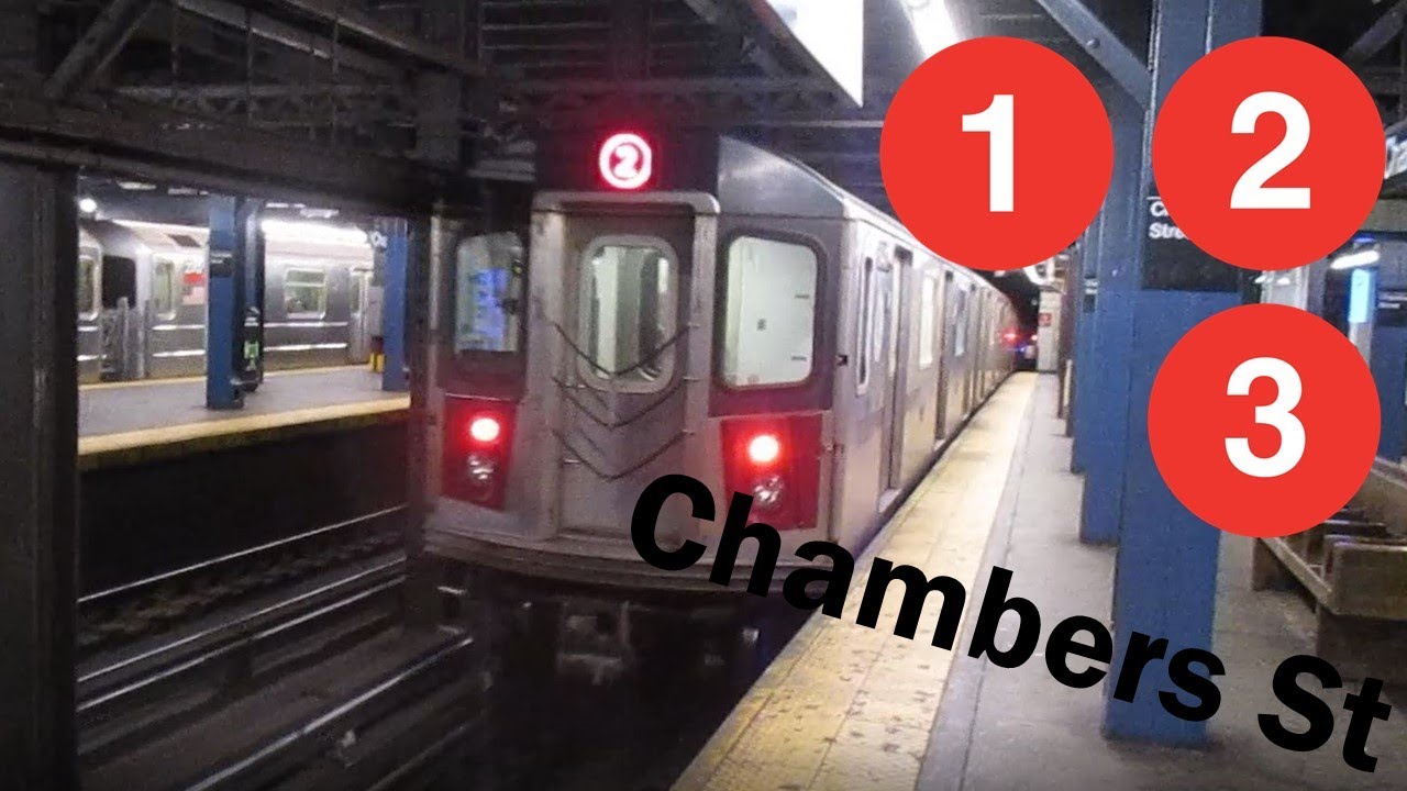 NYC Subway: R62, R62A, & R142 1, 2, 3 Trains at Chambers St - YouTube