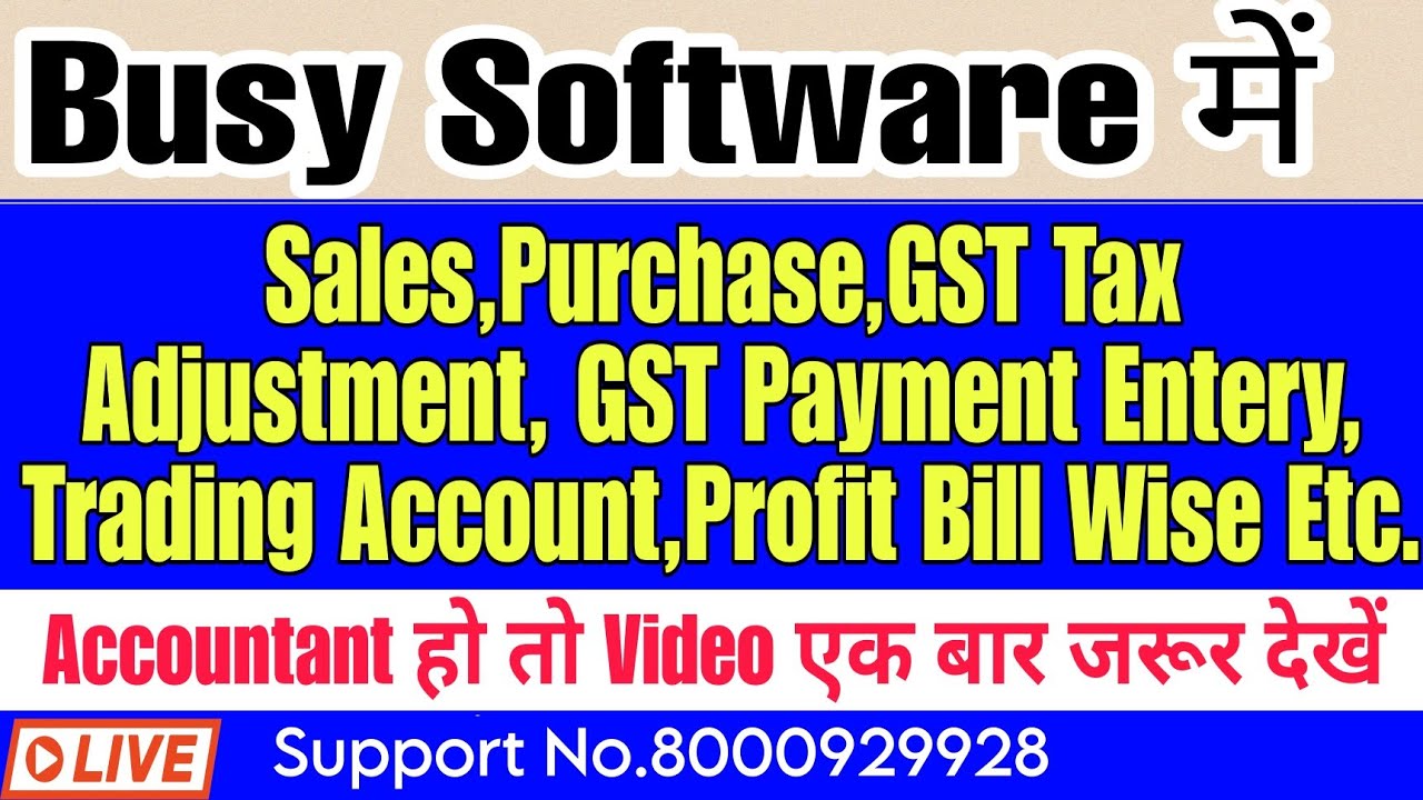 GST Adjustment In Busy Software|| GST Tax Summary || GST Tax Payment ...