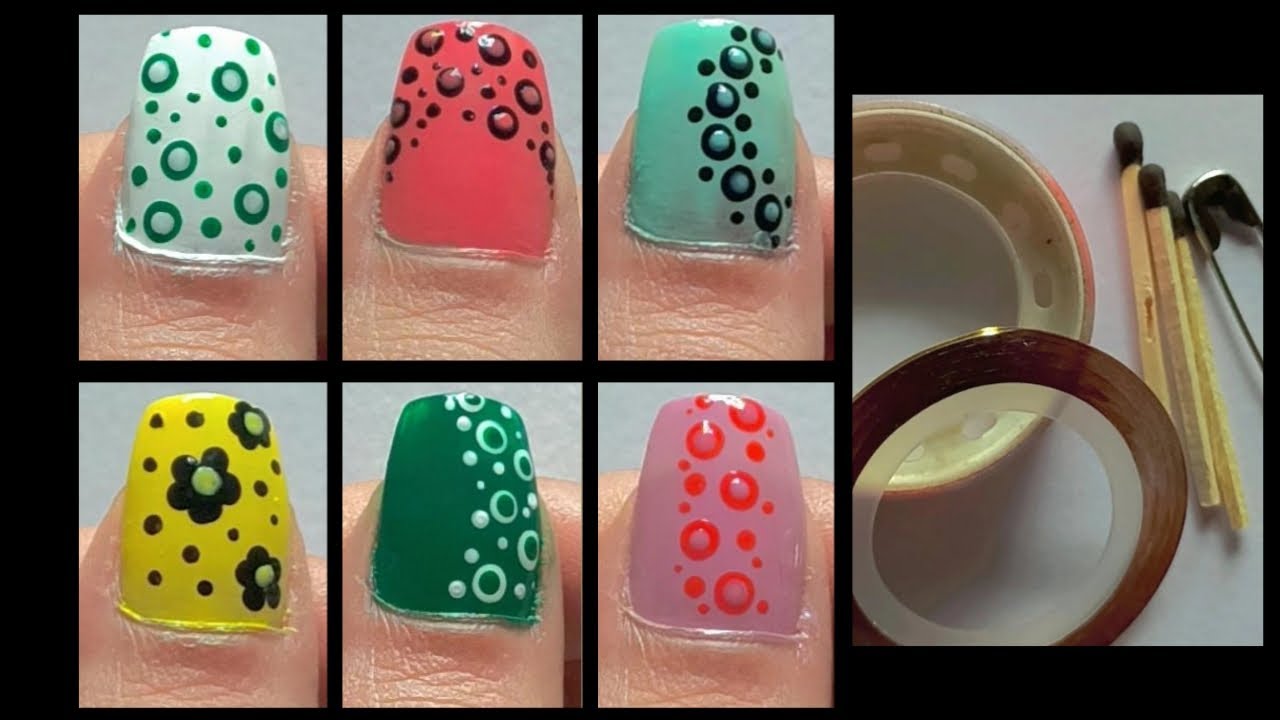 Top 6 Easy nail art design with dotting tools || How to do nail art ...