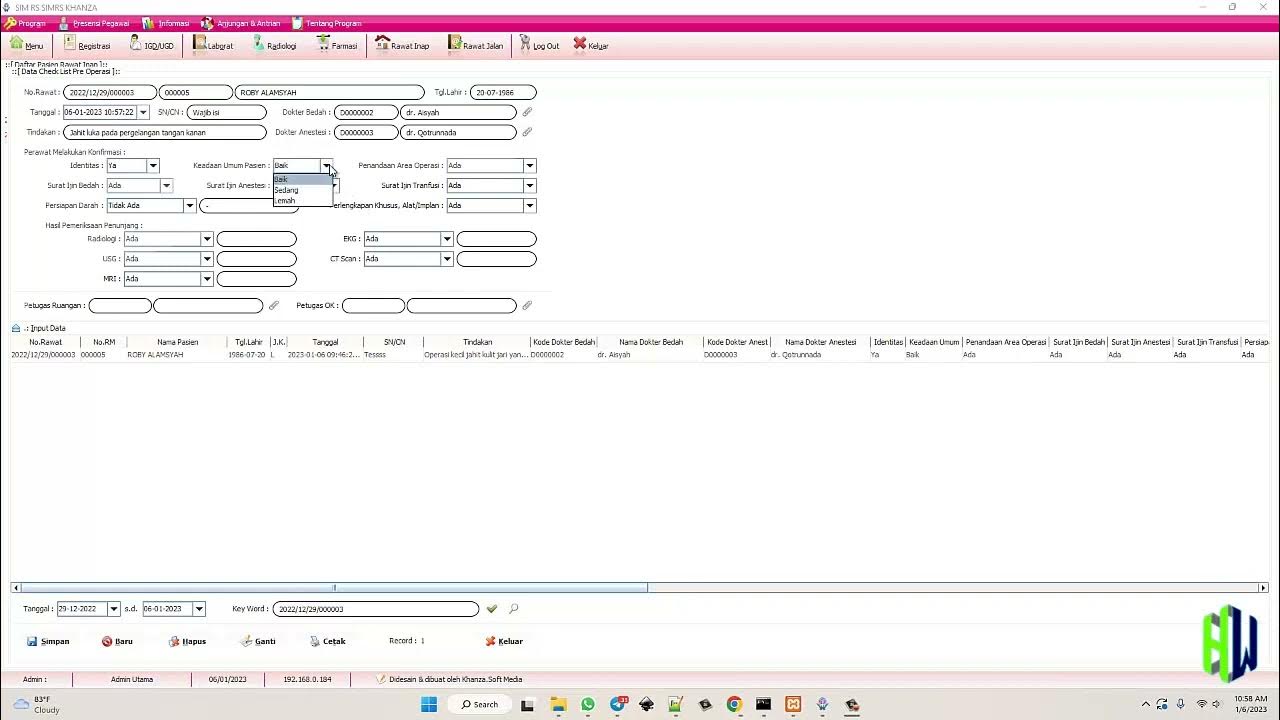 ERM OK Checklis Pre Operasi di SIMKES Khanza - YouTube