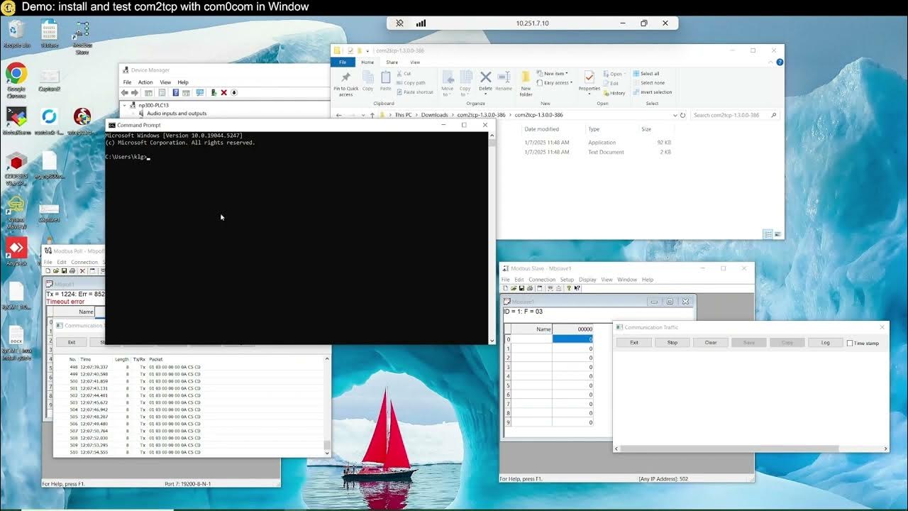 Demo: install and test com2tcp with com0com in Window - YouTube