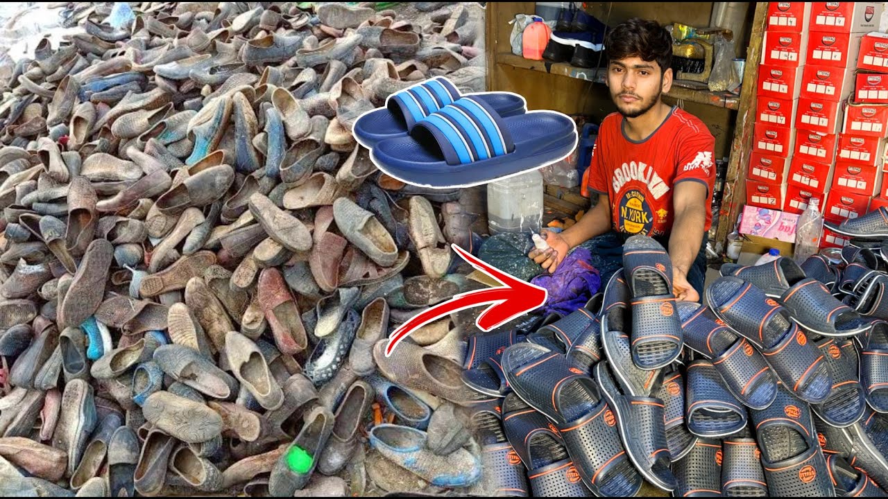 Recycling Process of Old Plastic Shoes to Make new Shoes | Recycling old plastic shoes scrap ...