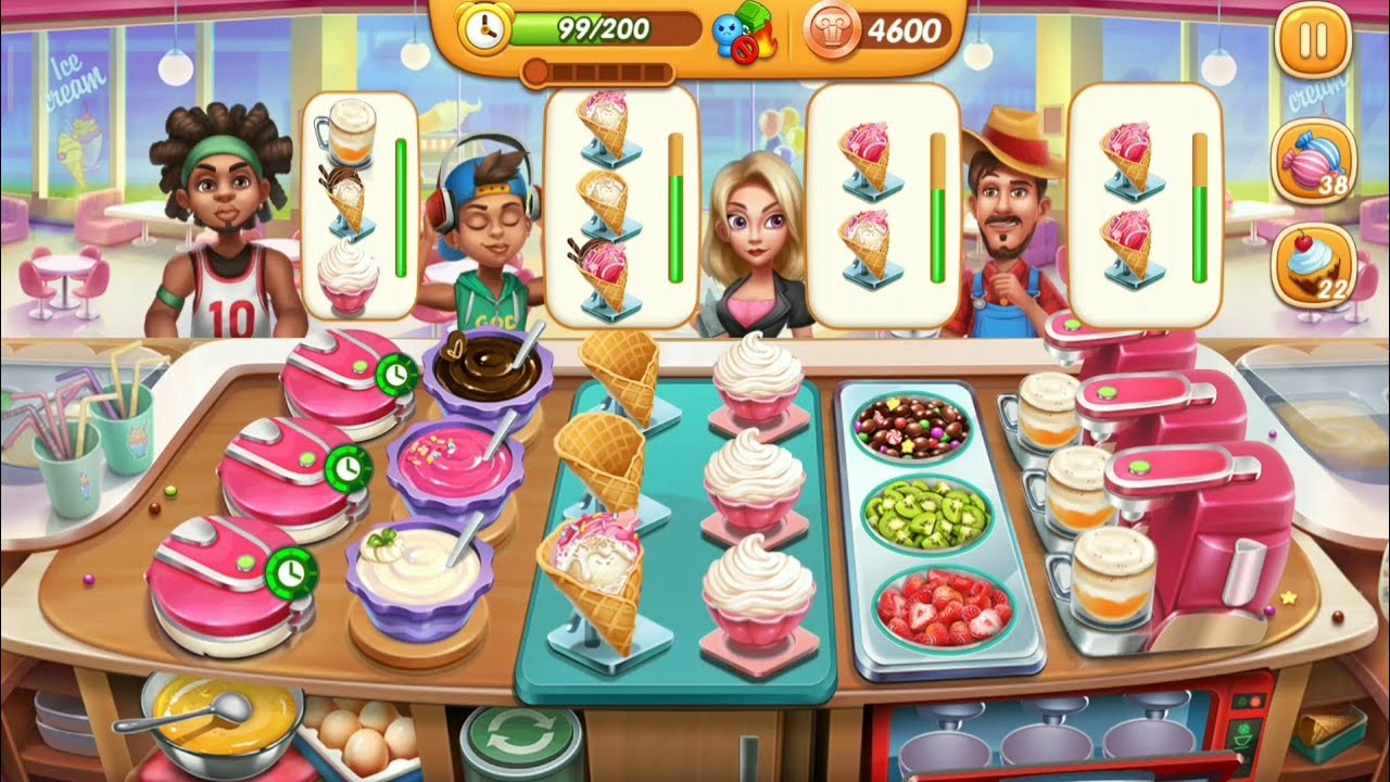 Cooking city - ice cream shop bonus level without boosters ! - YouTube