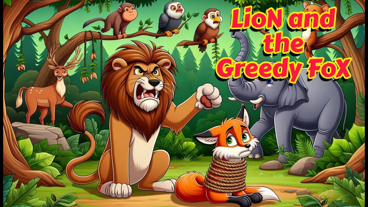 The Lion and the Greedy Fox | Kids English Stories | GoodNight Tales ...