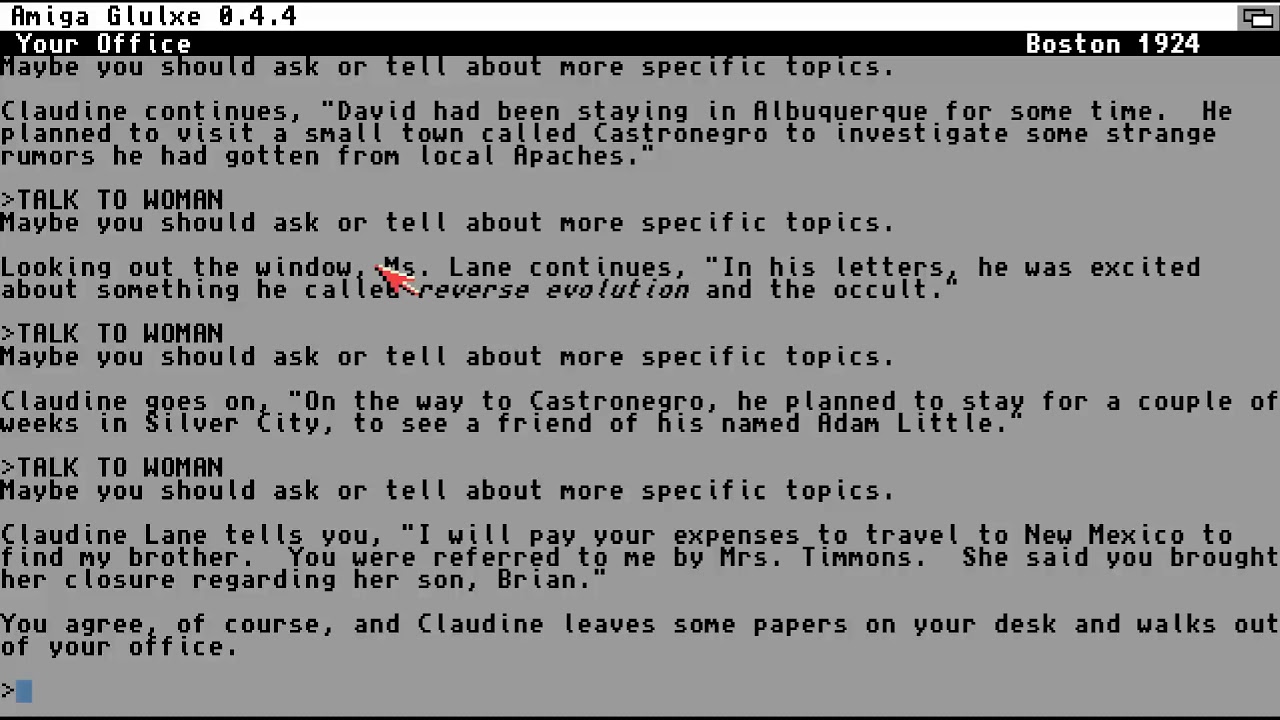 AMIGA CASTRONEGRO BLUES CASTRO NEGRO GLULX ADVENTURE GLULXE INTERPRETER ...