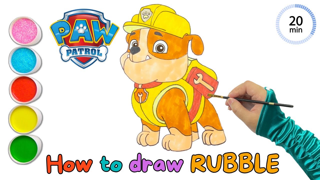 How to Draw Rubble from Paw Patrol | Drawing, Painting and Coloring for ...