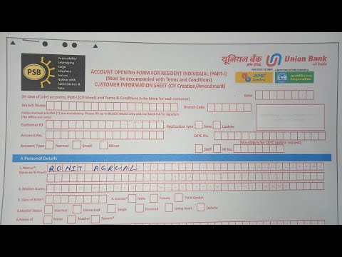 Union Bank Of India New Account Opening Form Fill UP 2025 | Union Bank ...