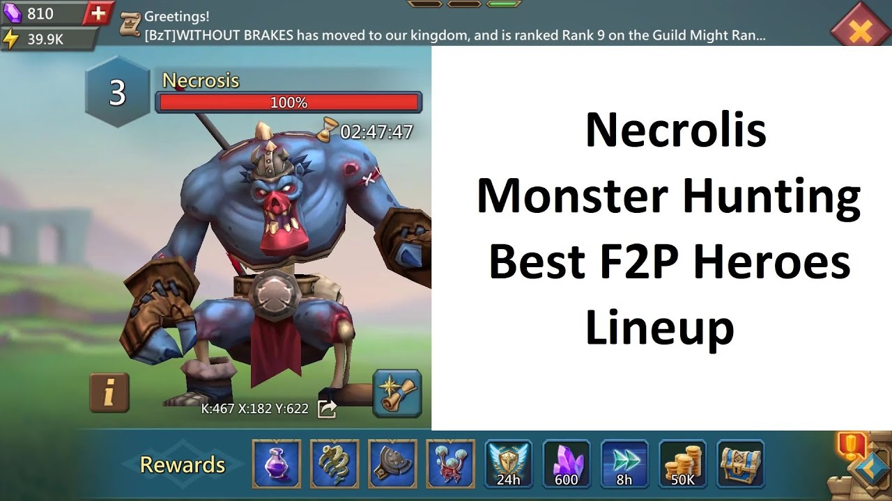 Lords Mobile: Necrolis Monster Hunting Best F2P Heroes Lineup - YouTube