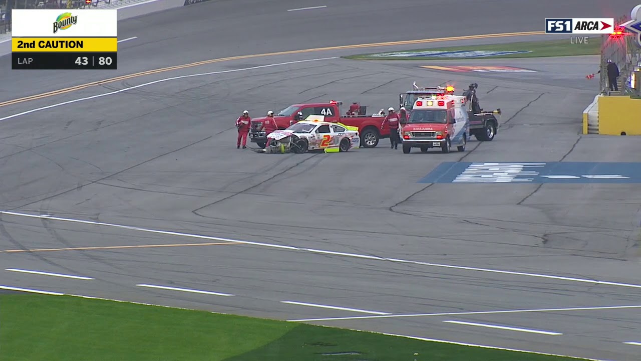 Eric Caudell hard crash - Daytona Race - 2019 ARCA Series - YouTube