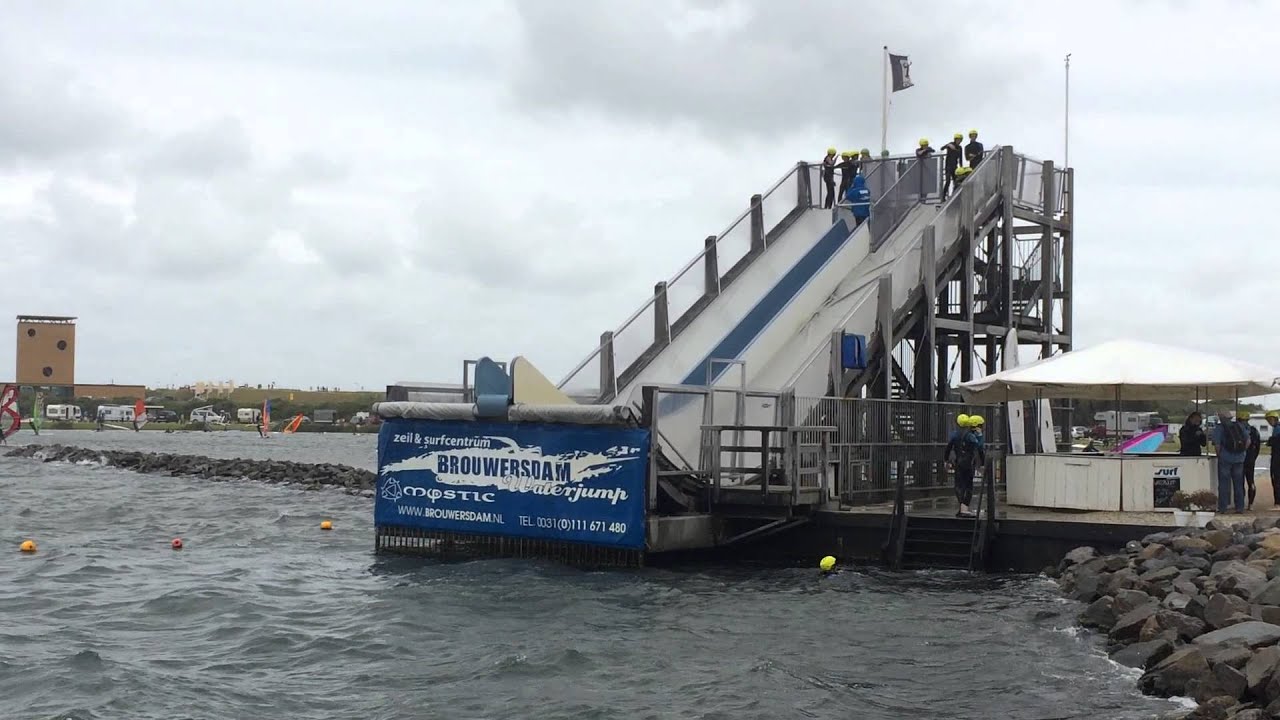 Water jump attraction @ Brouwersdam, Netherlands - YouTube