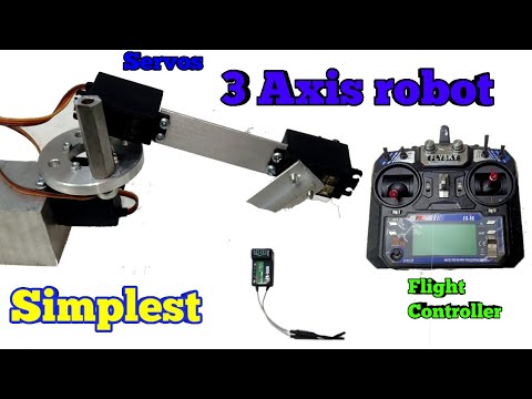 Simplest 3 Axis robot made with small servo motor controlled by Flysky ...