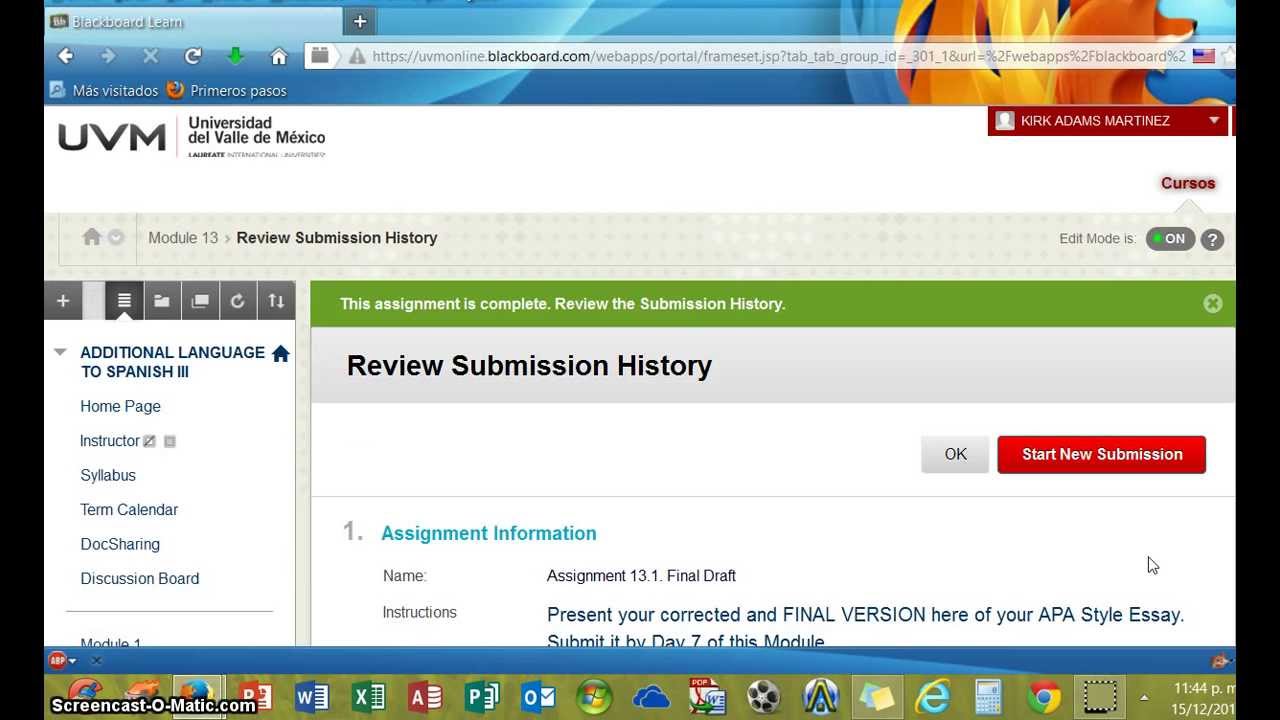 How to submit your final draft on Blackboard for Kirk - YouTube