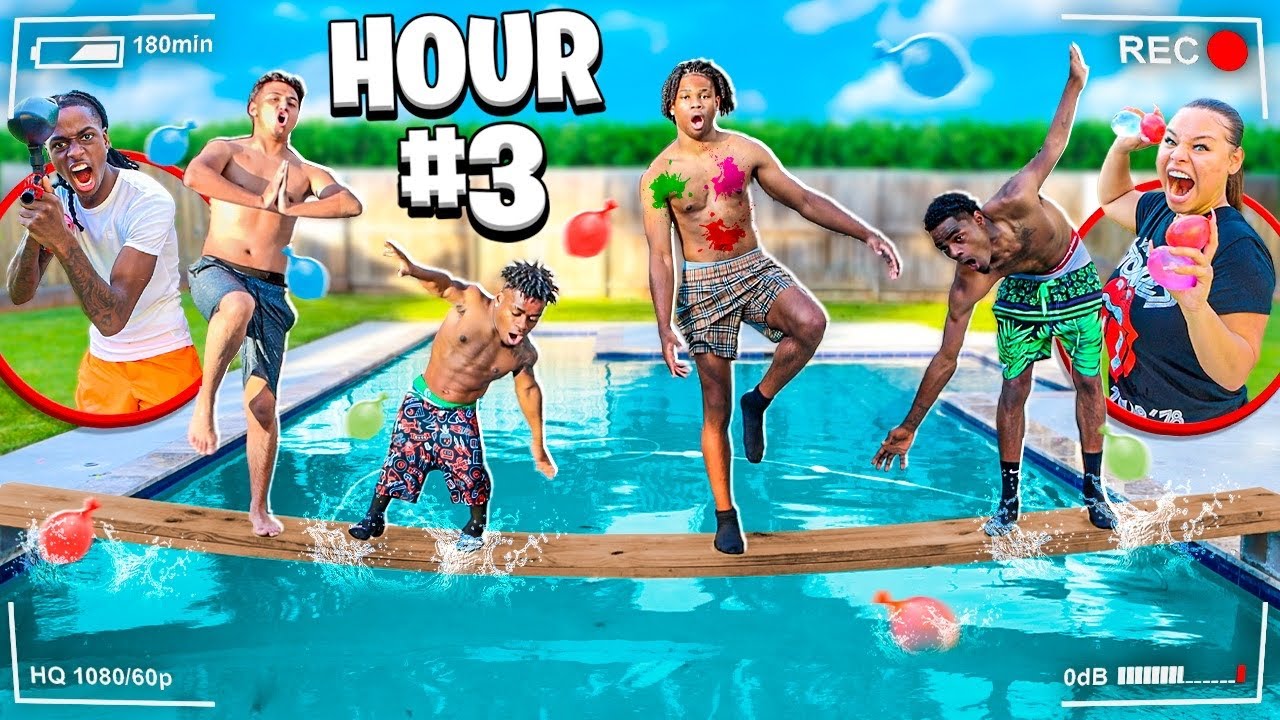LAST TO FALL IN THE POOL WINS $10,000 CHALLENGE! **FREEZING** - YouTube