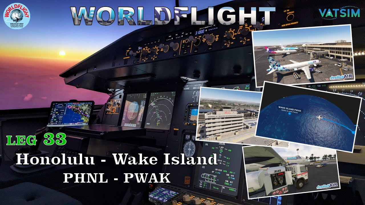 Leg 33-1: PHNL-PWAK | WorldFlight | A320 Home Cockpit | VATSIM Charity Event with Full ATC ...