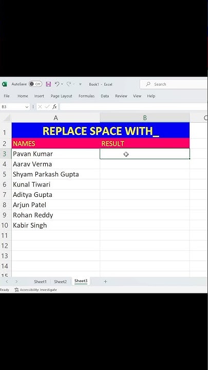 😱 Replace space with underscore #shorts #youtubeshorts #msexcel #computers #like - YouTube