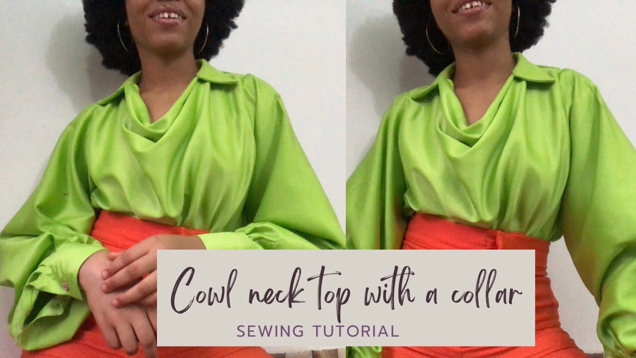 How to sew a cowl neck top with a collar (beginner friendly sewing ...