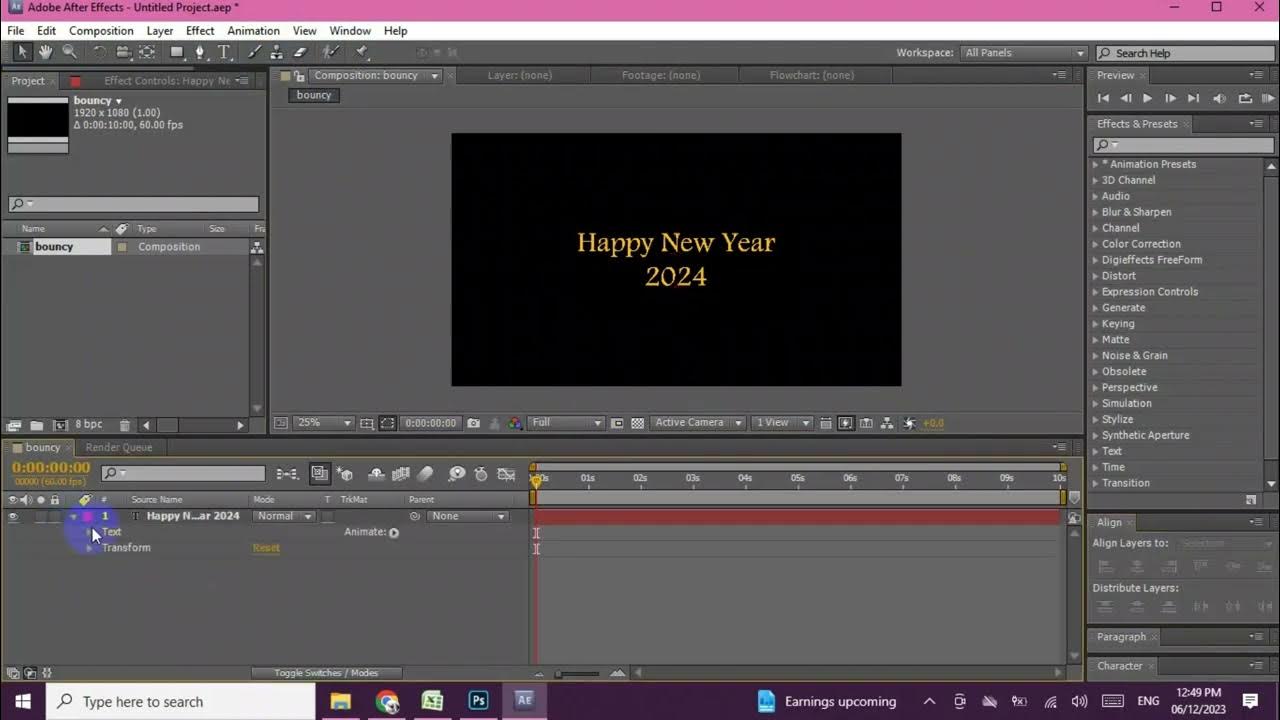 Text Bouncing Effect in After Effects Tutorials #aftereffectstutorial - YouTube