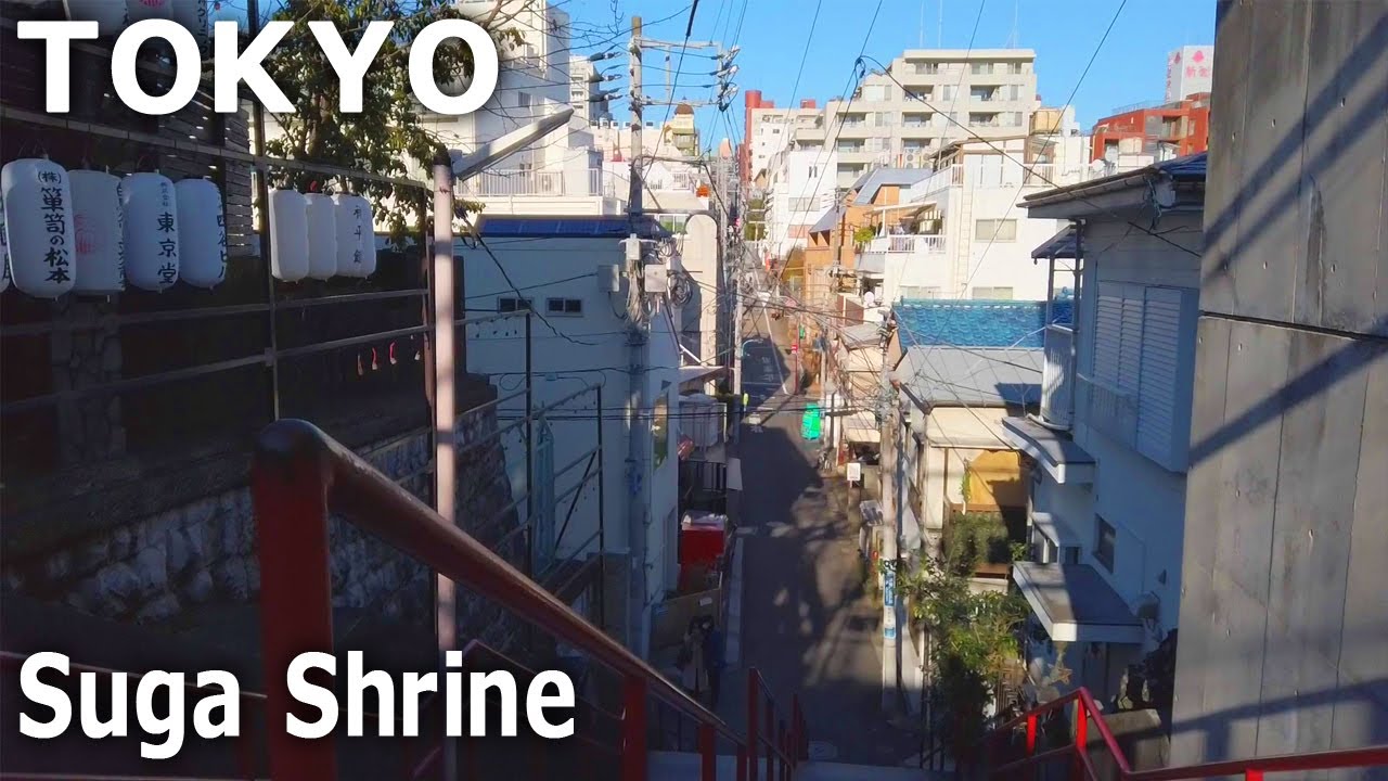 [Tokyo Walk] Suga Shrine and the nearest station. Famous stairs in the ...