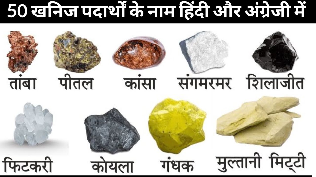 खनिज पदार्थों के नाम हिंदी और अंग्रेजी में, Minerals Name In Hindi And ...