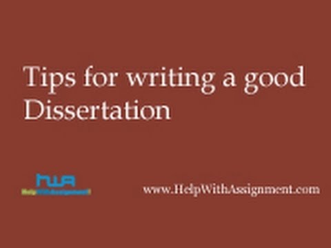 Tips for writing a good Dissertation - YouTube