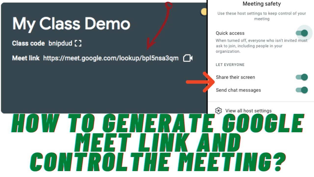How to generate google meet link and moderate host control? - YouTube