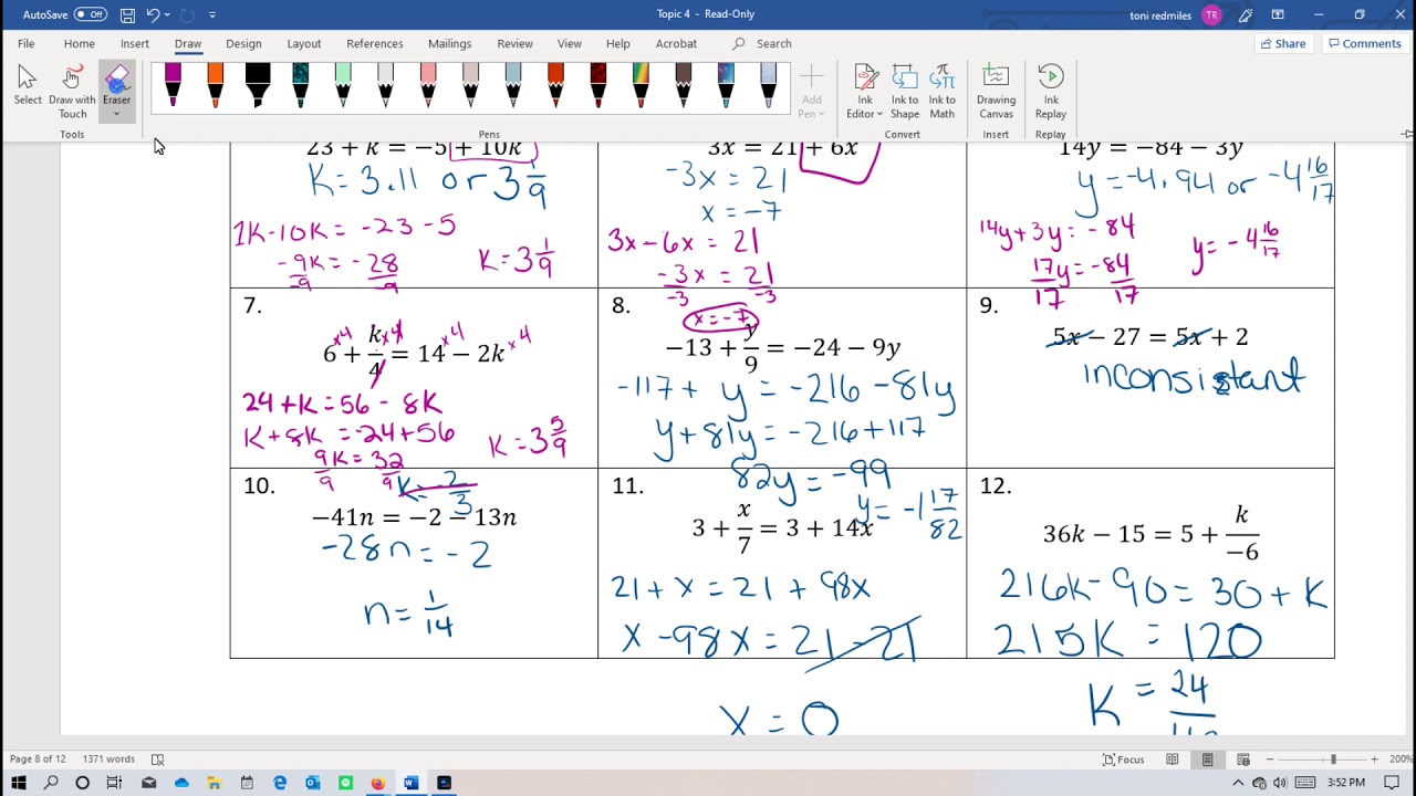 The language of Algebra WS 4-3 - YouTube