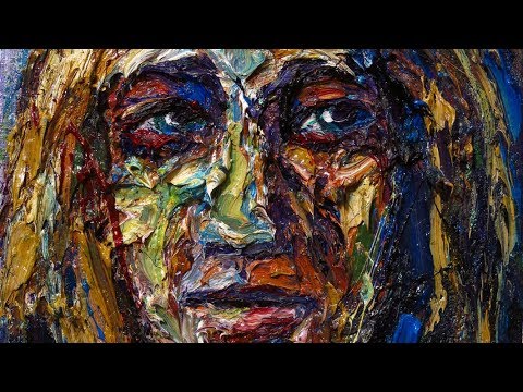 original modern oil painting large impressionist art impasto face 3D ...