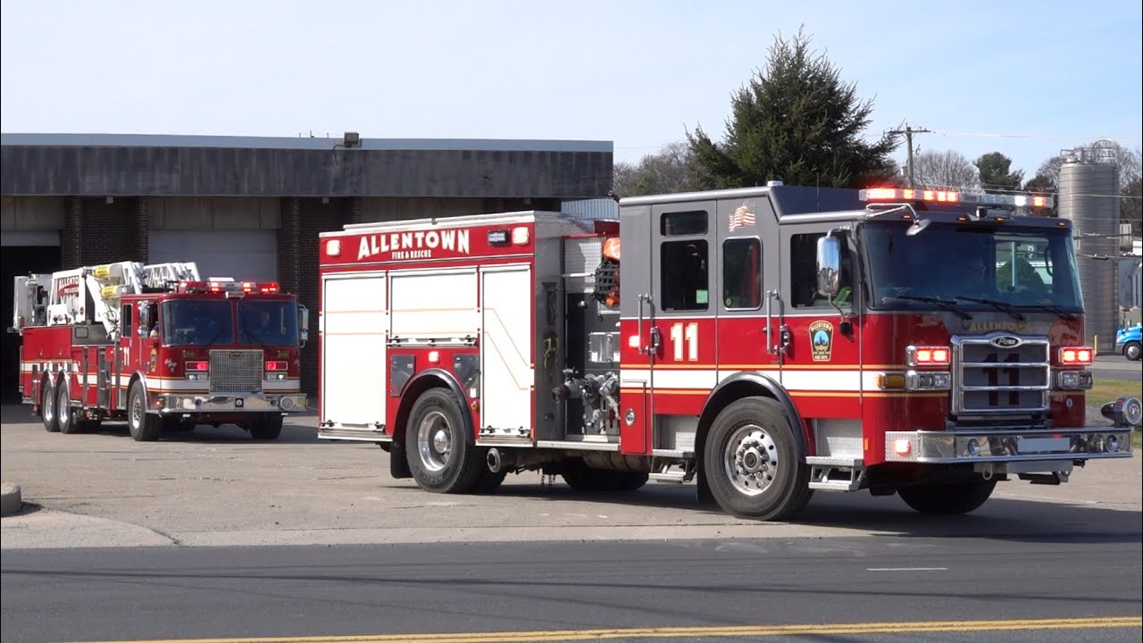 Allentown Fire Department Engine 11 & Truck 1 Responding 3/8/24 - YouTube