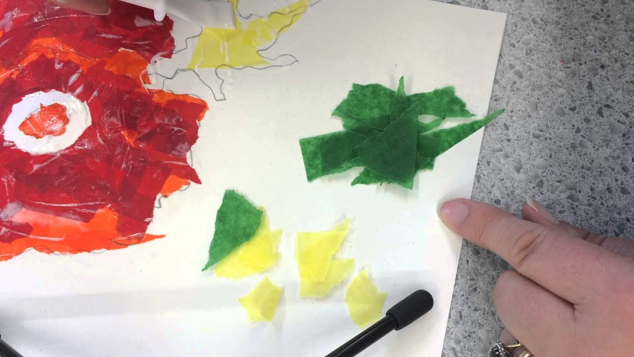 Poppies for Poppa: tissue paper collage - YouTube