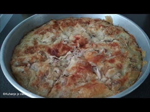 Tirit pita od gotovih nepečenih jufki ~ Börek mit gekochtem Huhn ~ Pie with boiled chicken #48