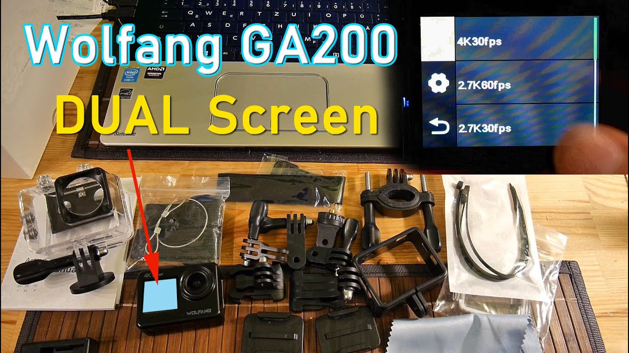 Selfie Action Cam Kamera Dual Screen Wolfang GA200 Teil 1 Auspacken ...