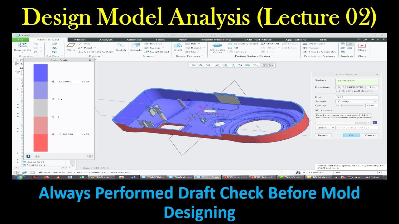 Creo Mold Design | Draft Check Analysis for Verification of Mold ...